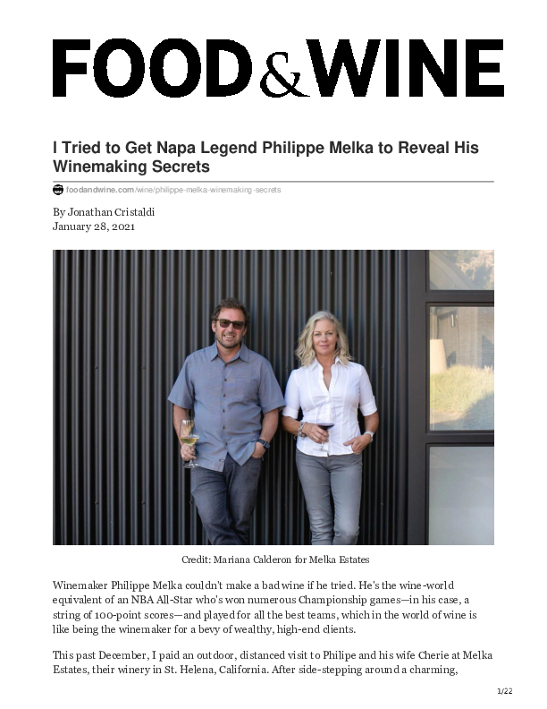 I Tried to Get Napa Legend Philippe Melka to... - Melka Estates