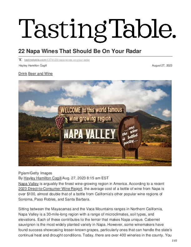 22 Napa Wines That Should Be On Your Radar - Melka Estates